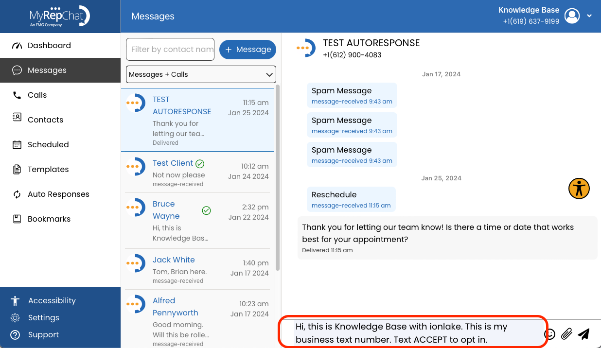 Navigating the Messages Screen (Desktop) – ionlake